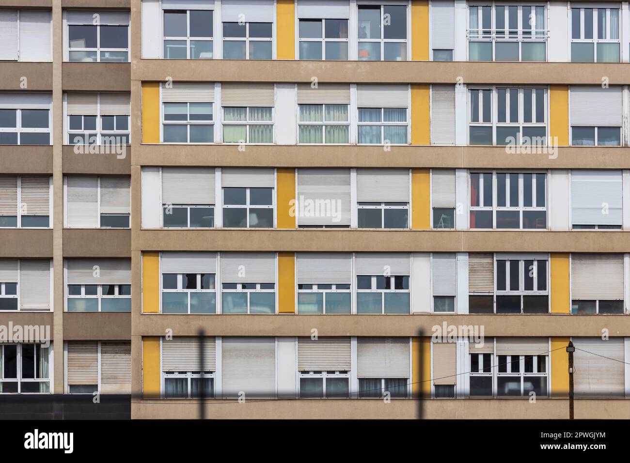 Facade of a constructivist house with windows in the style of the ...