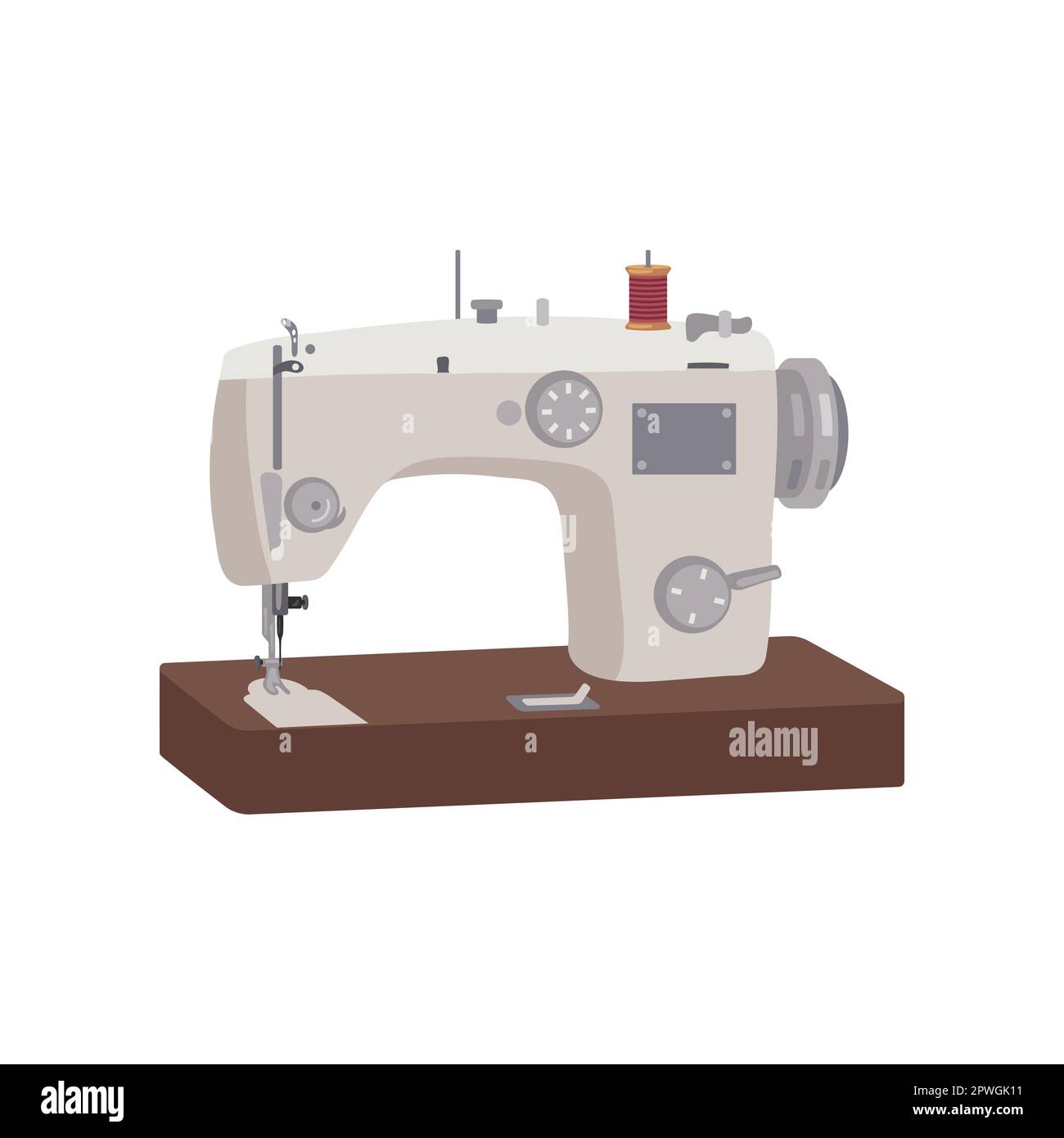 White retro sewing machine vector illustration Stock Vector Image & Art ...