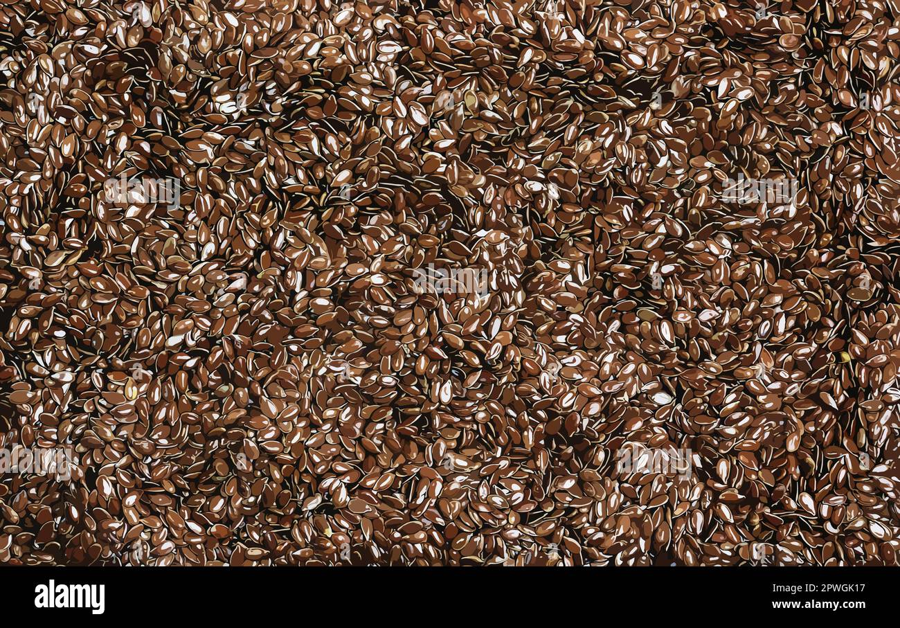 Illustration of background or texture of flax seeds. Flaxseed or linseed. Cereals. Healthy food ...