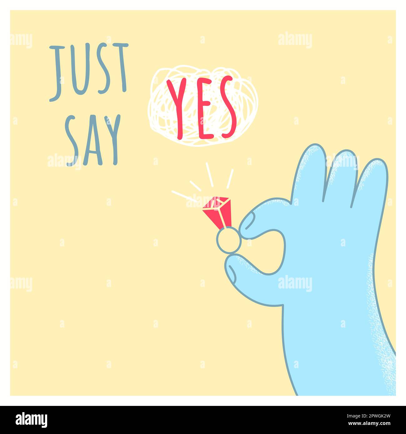 Just say yes.Marriage proposal illustration with wedding ring and hand ...