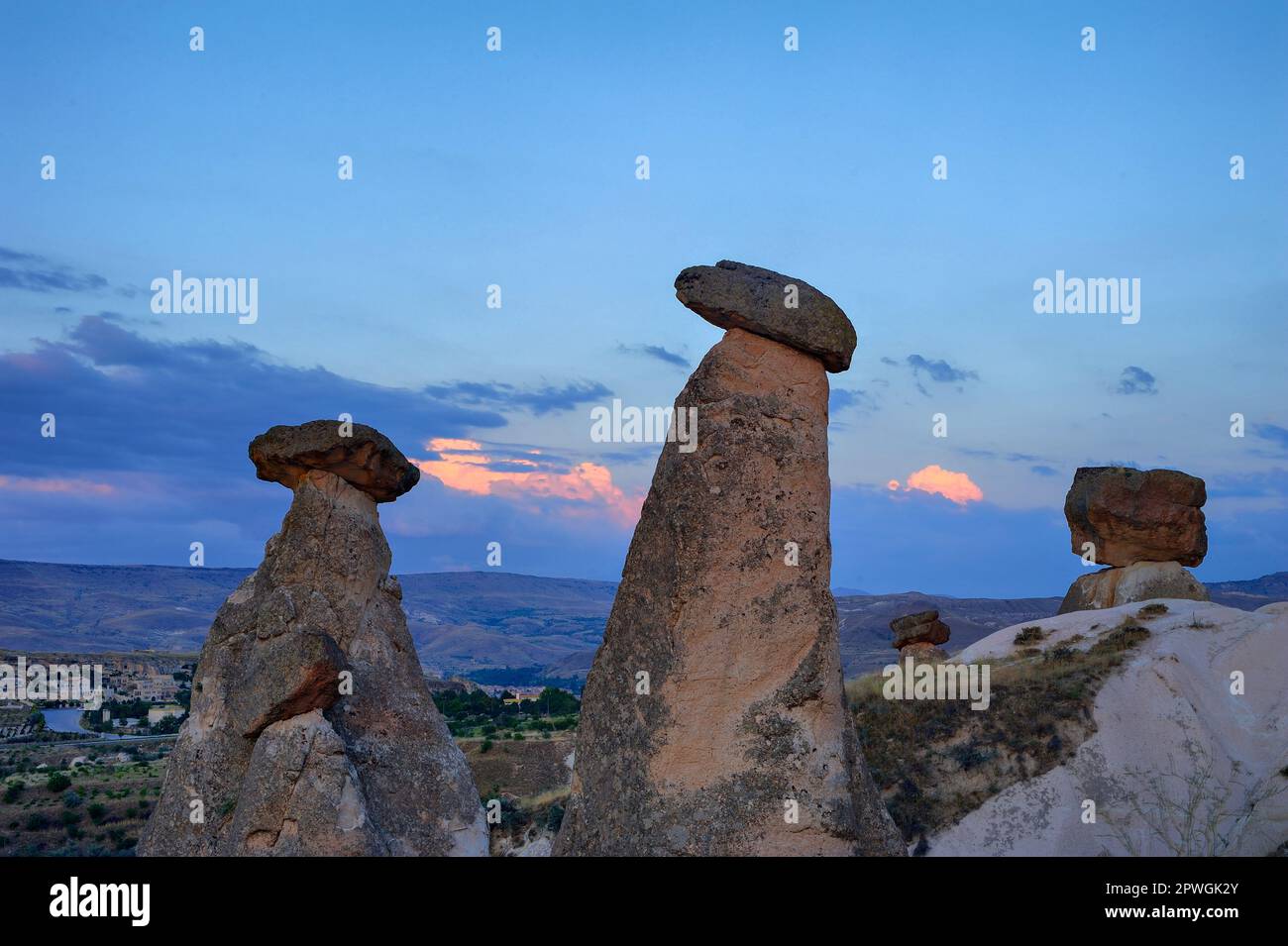 Large-scale panoramic view of Cappadocia, natural geological formations ...