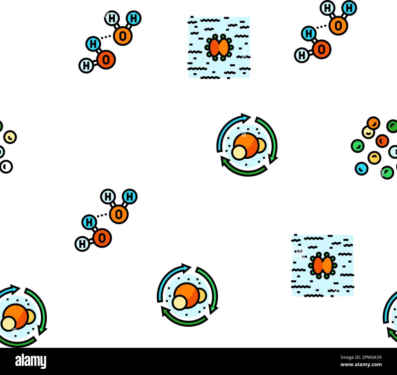 Biotechnology Chemistry Science Vector Seamless Pattern Thin Line Illustration Stock Vector