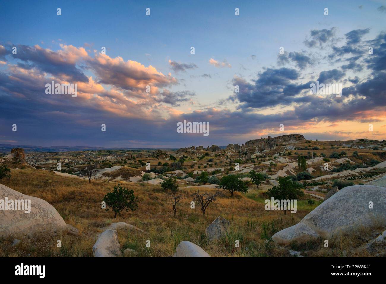 Large-scale panoramic view of Cappadocia, natural geological formations ...