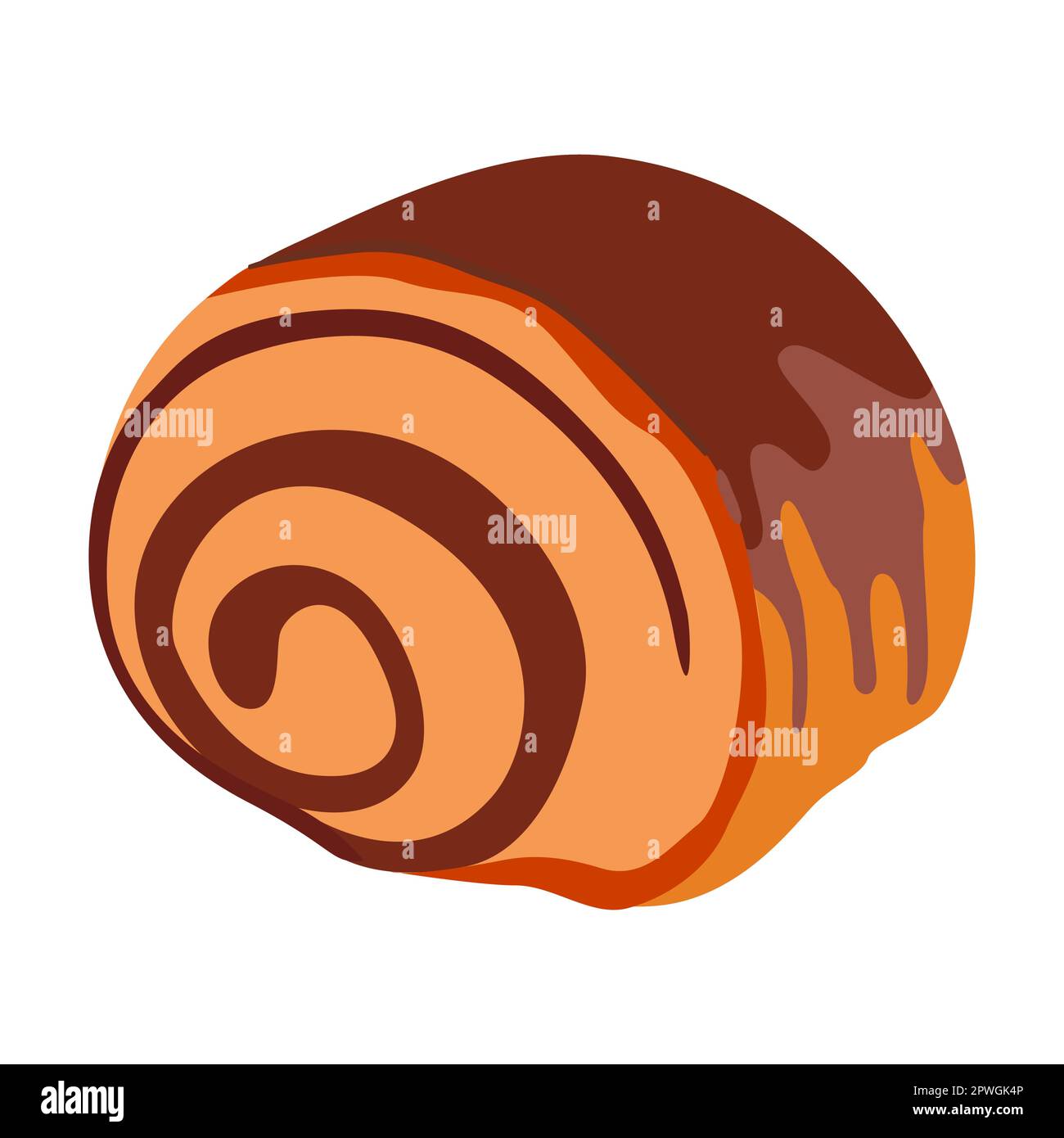 Bun with poppy seeds. Chocolate dessert, sweet food. Vector ...