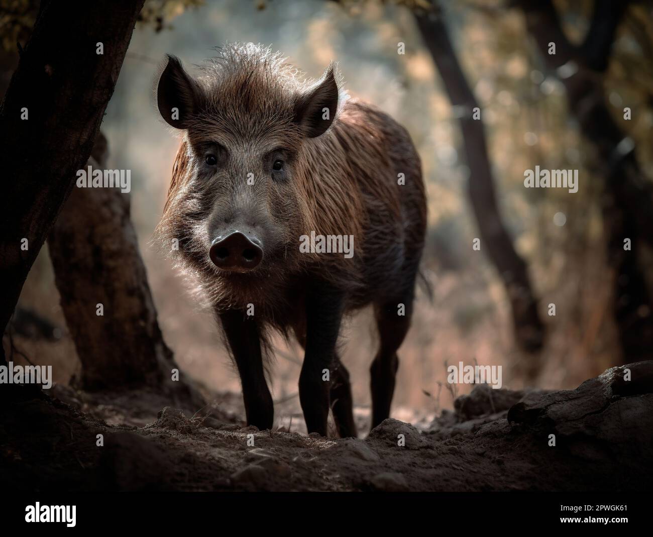 solitary wild boar in the wild and in freedom Stock Photo - Alamy