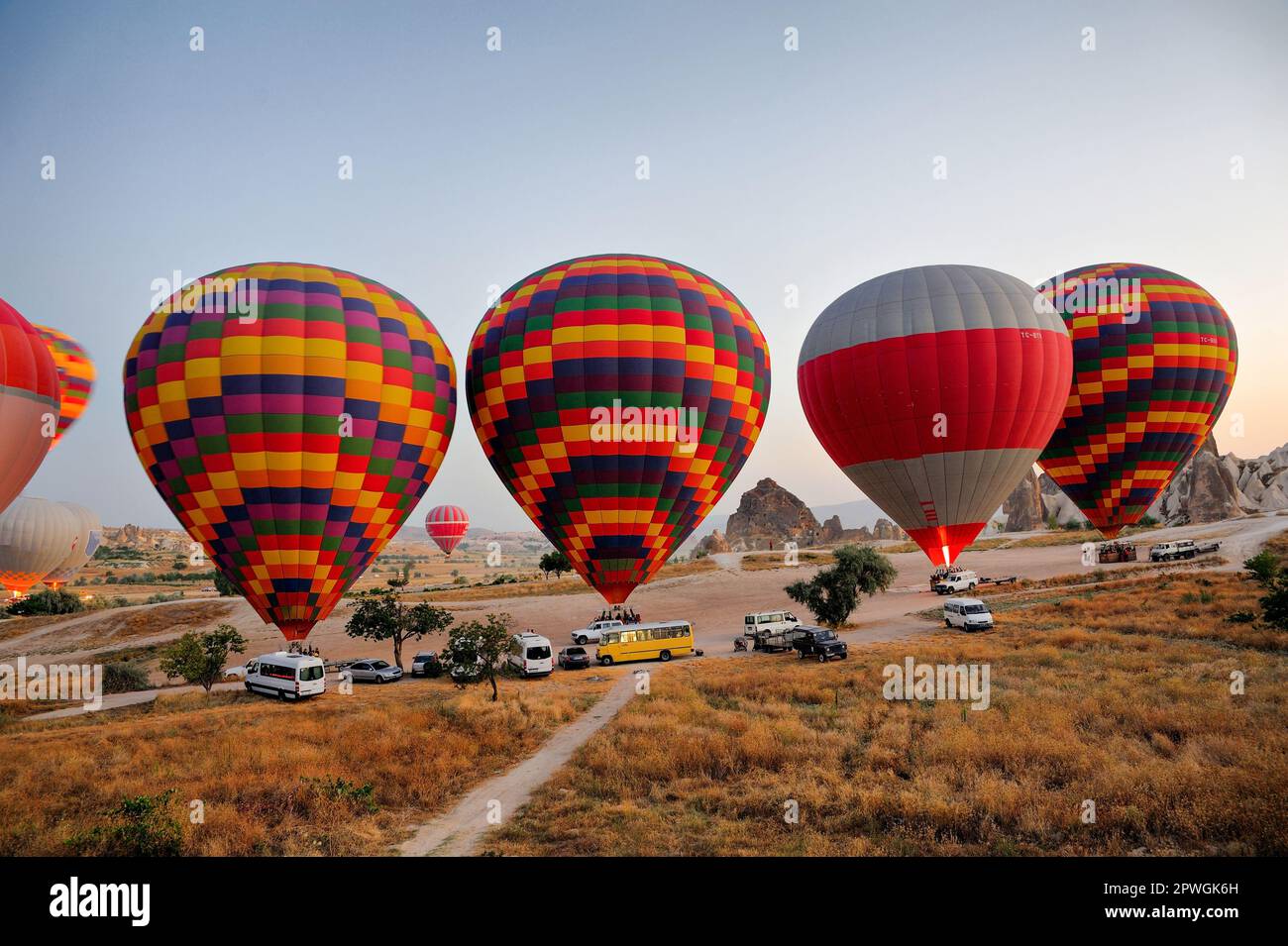 Large-scale panoramic view of Cappadocia, natural geological formations ...