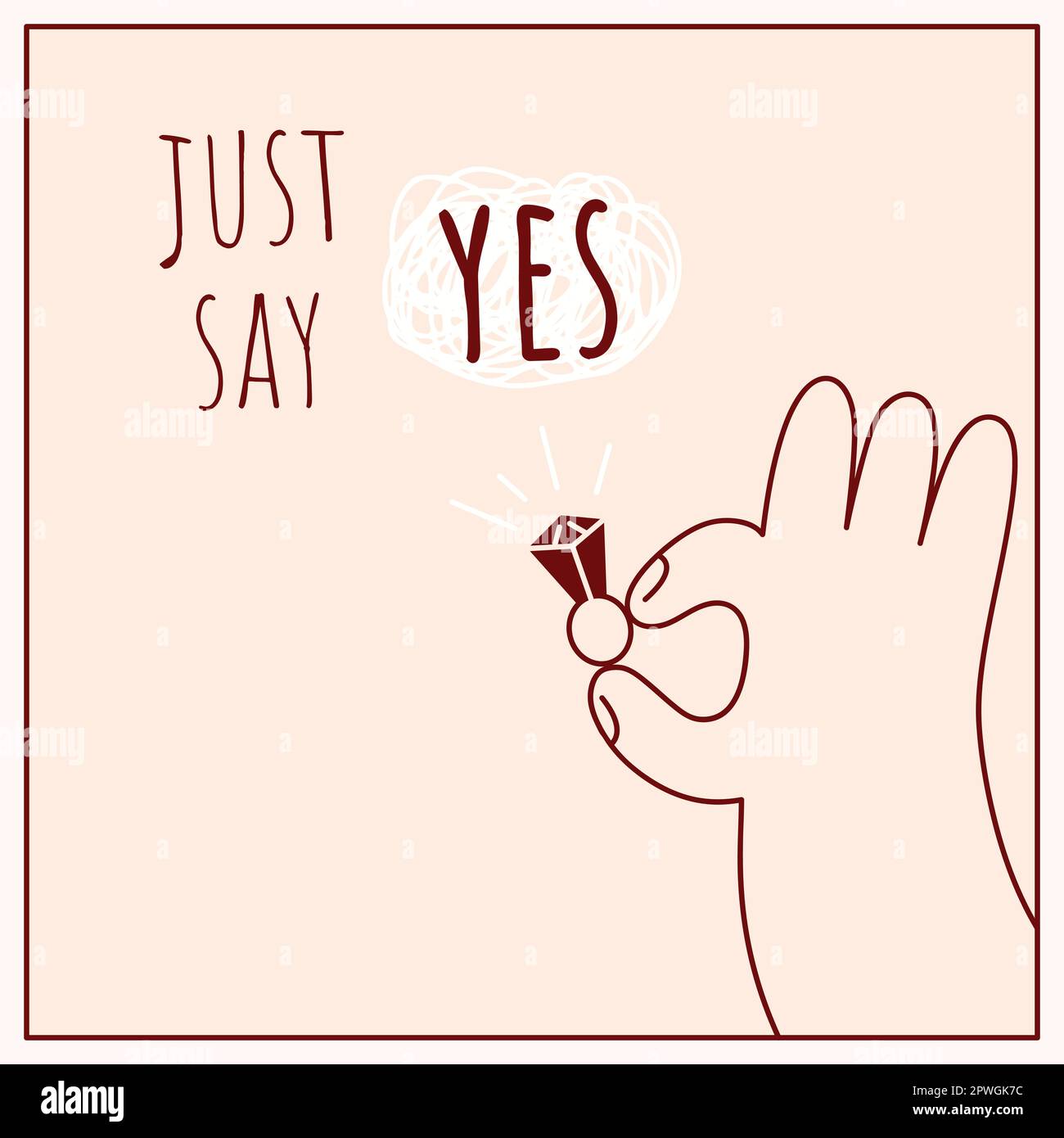 Just say yes.Marriage proposal illustration with wedding ring and hand ...