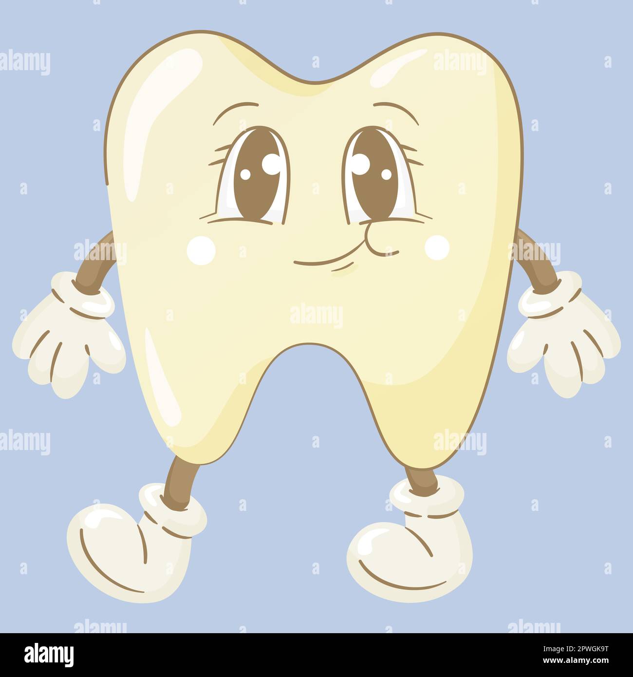 Cartoon cute happy tooth.70, 80, retro style.Dental concept, vector ...