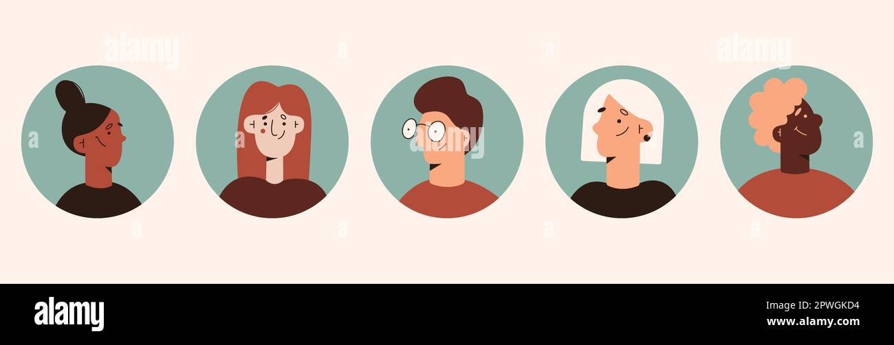 Circle the avatars with the people faces.Portraits men and women of ...