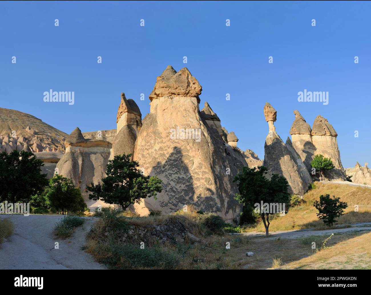 Large-scale panoramic view of Cappadocia, natural geological formations ...
