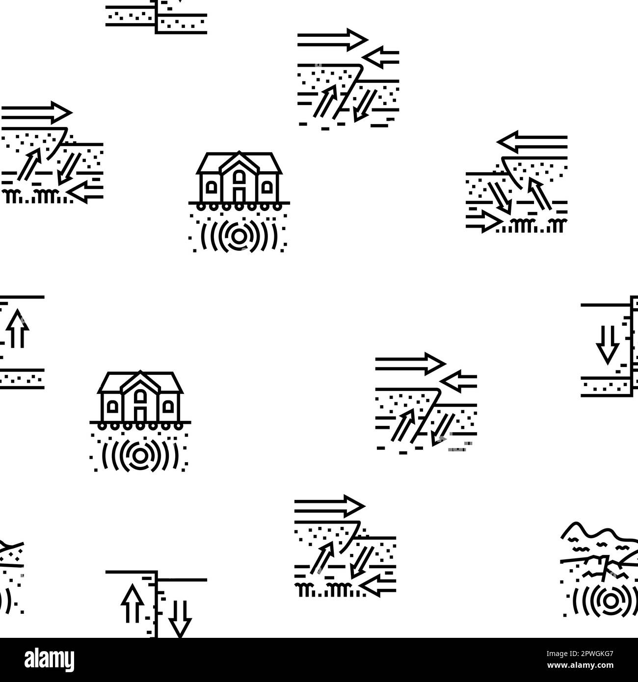 volcano lava eruption nature vector seamless pattern thin line ...