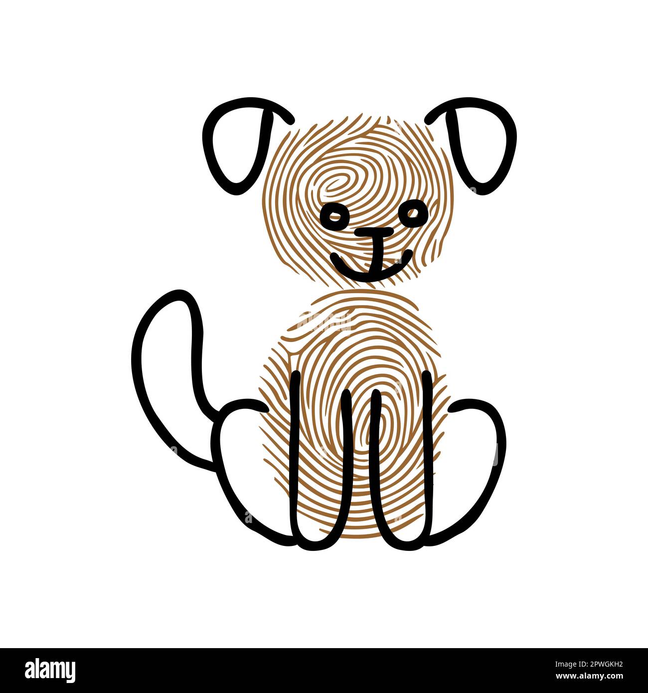 Cute fingerprint dog cartoon illustration Stock Vector Image & Art - Alamy