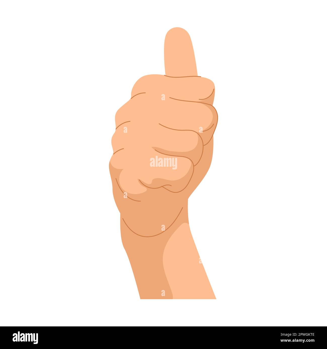 Hand gestures. Vector illustration of human palm showing ok sign. Cartoon peace symbol, thumbs ...