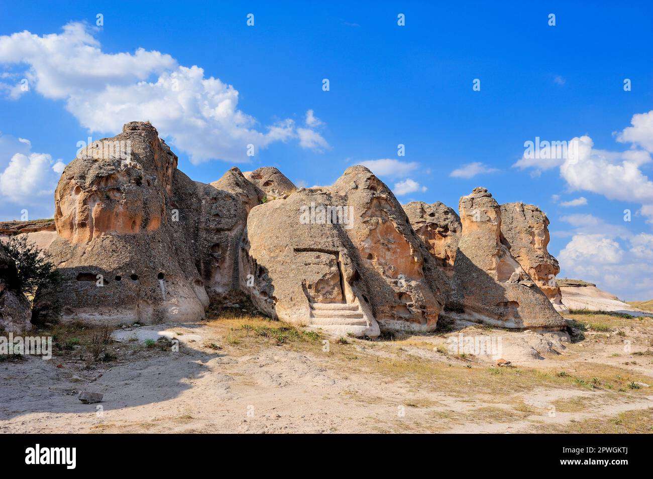Large-scale panoramic view of Cappadocia, natural geological formations ...