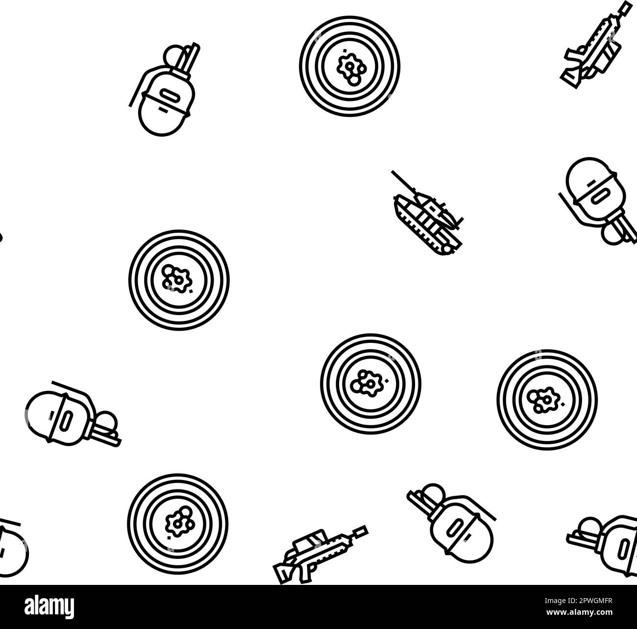 weapon war gun military army vector seamless pattern thin line ...