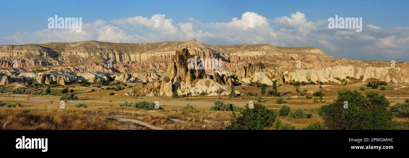 Large-scale panoramic view of Cappadocia, natural geological formations ...