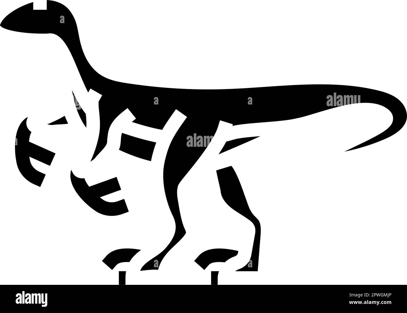 velociraptor dinosaur animal glyph icon vector illustration Stock ...