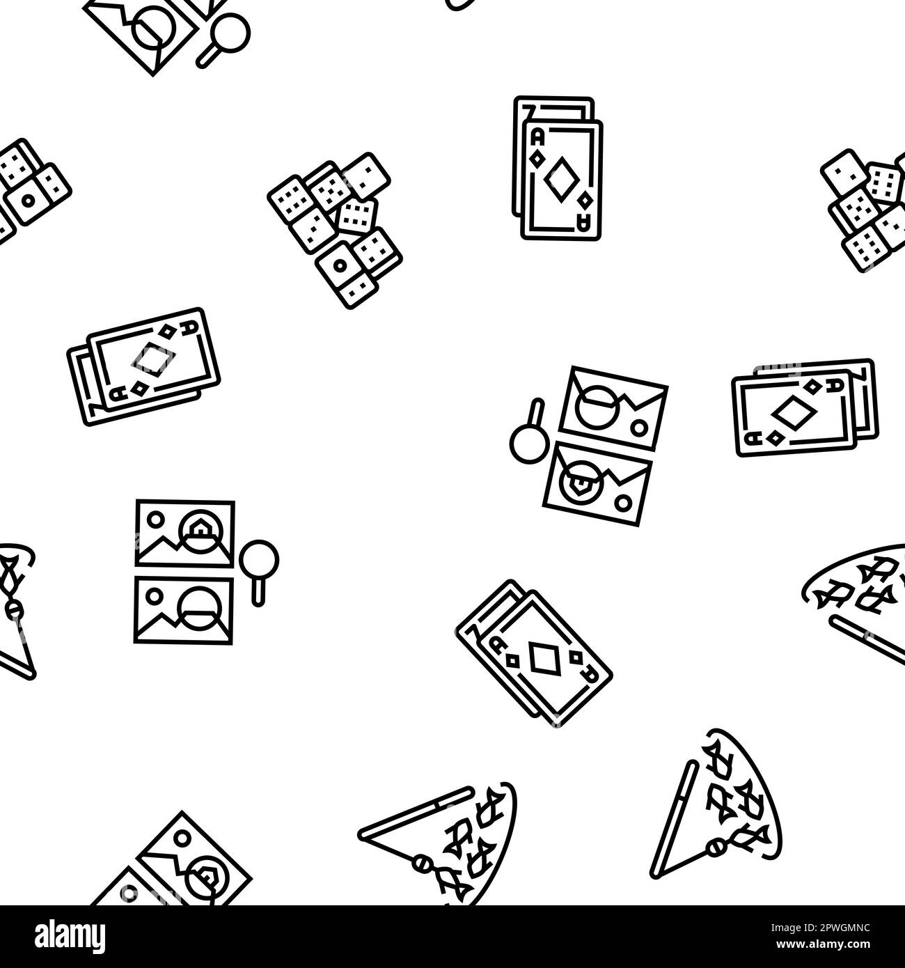 Game Table Play Board Vector Seamless Pattern Thin Line Illustration