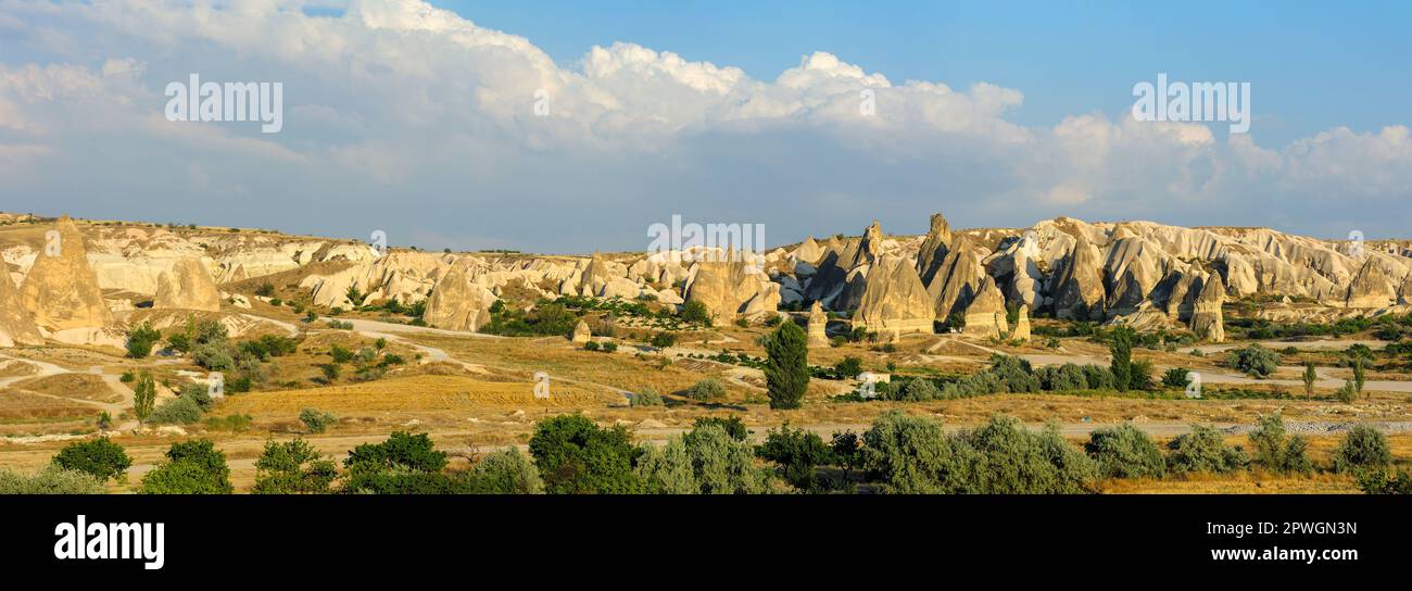 Large-scale panoramic view of Cappadocia, natural geological formations ...