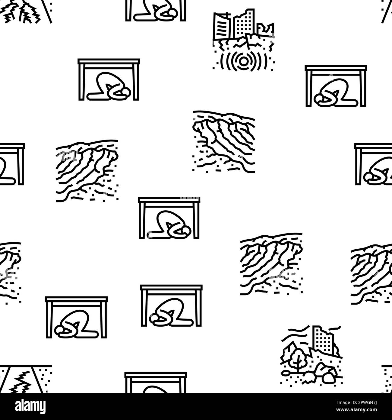 volcano lava eruption nature vector seamless pattern thin line ...