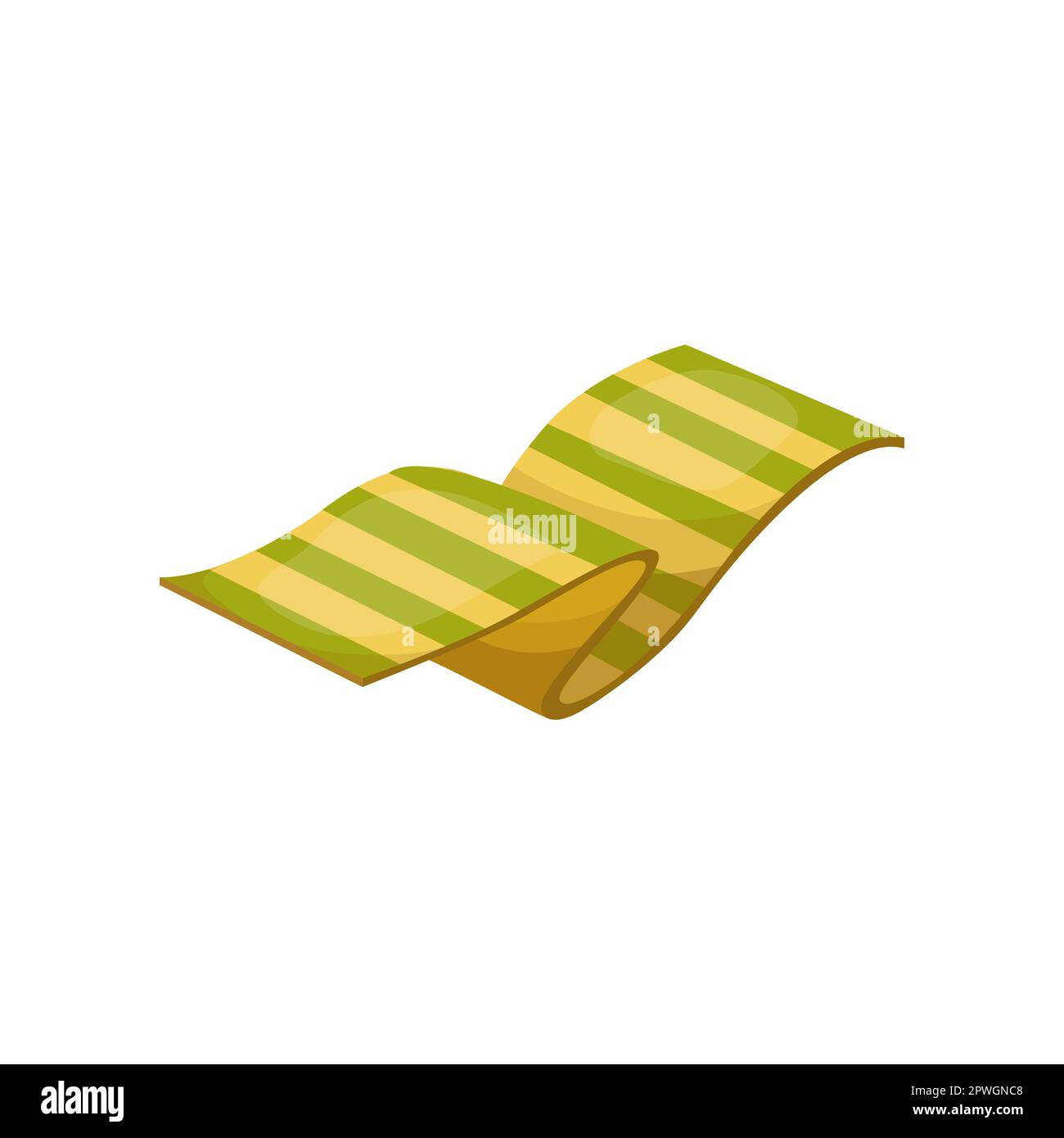 Green and yellow rectangular curvy mat cartoon vector illustration ...