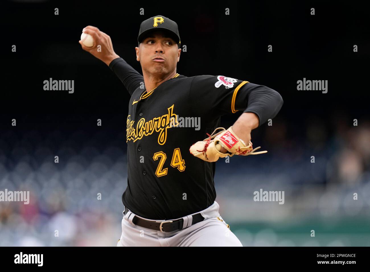 Pittsburgh Pirates starting pitcher Johan Oviedo throws to the ...