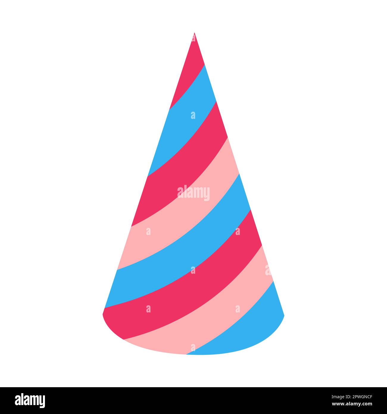 Cute striped cone hat, birthday party element vector illustration. Cake ...