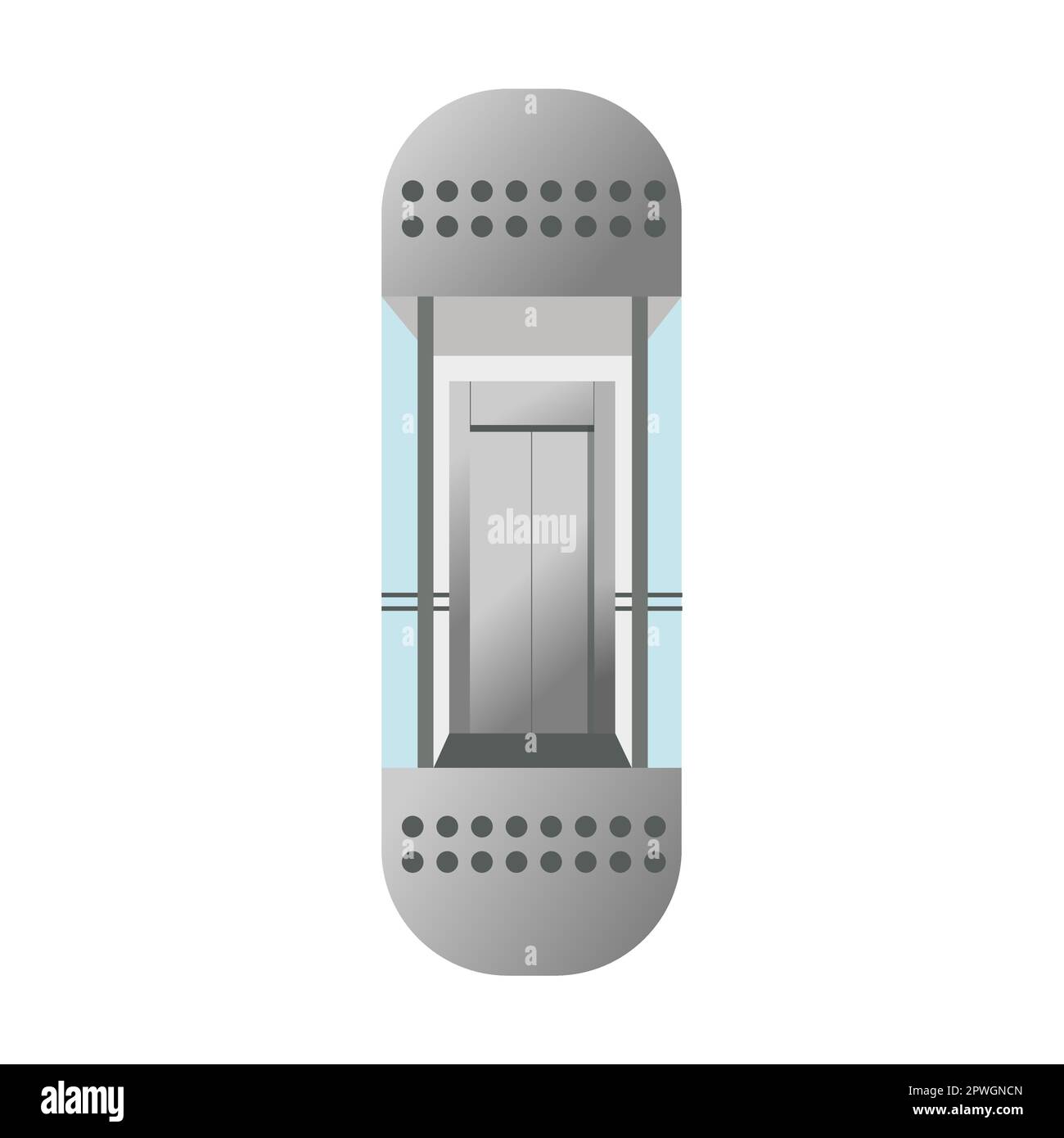 Glass elevator cabin vector illustration. Lift door from wood and metal ...
