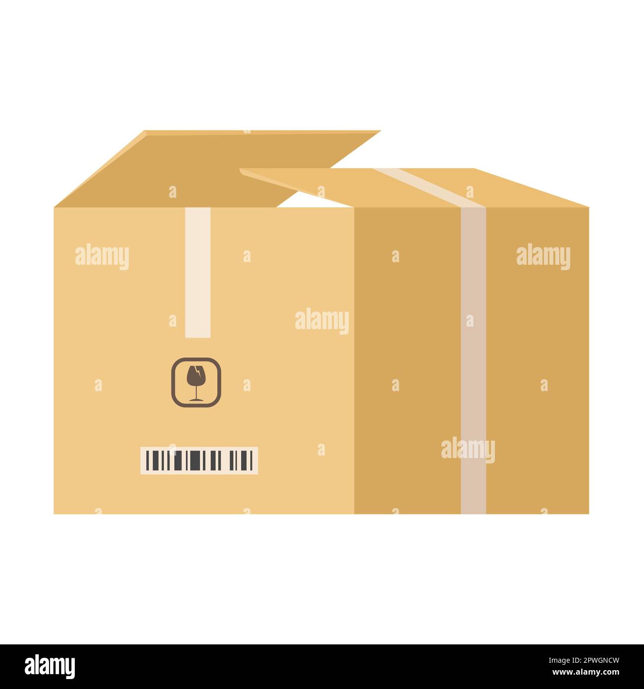 Cardboard box. Express delivery service objects illustration. Courier ...