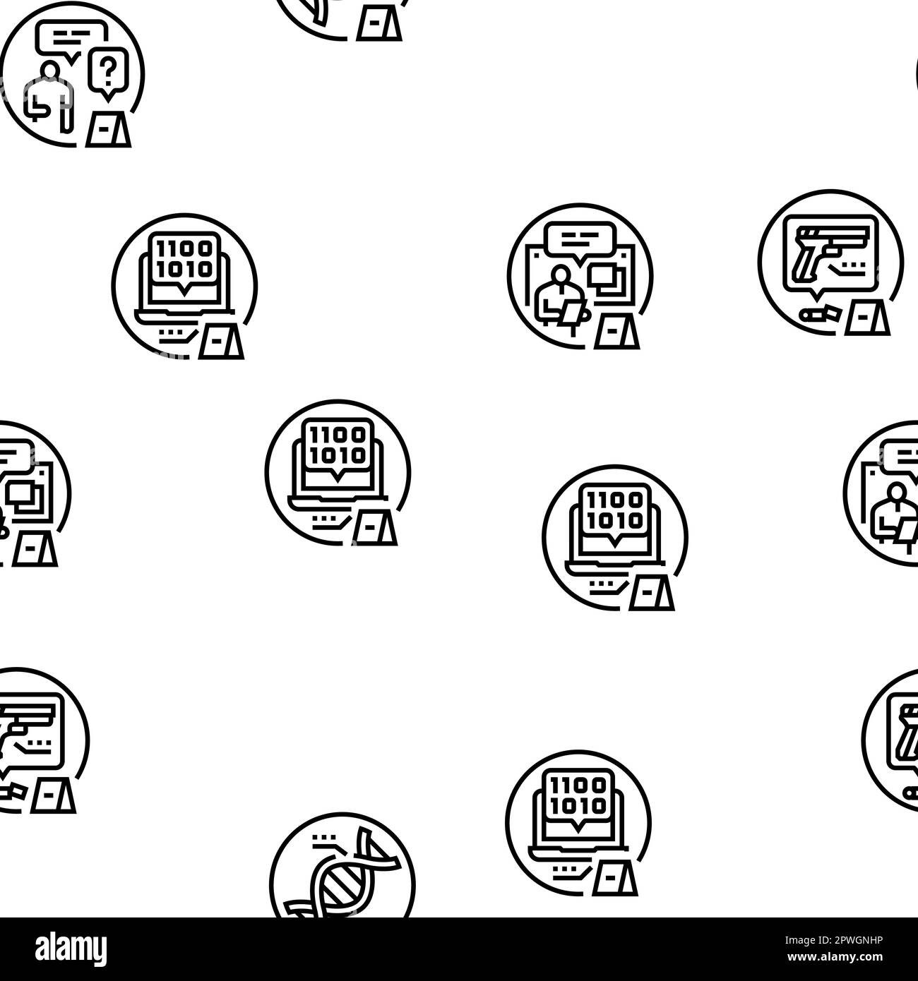 Evidence Crime Police Scene Board Vector Seamless Pattern Thin Line