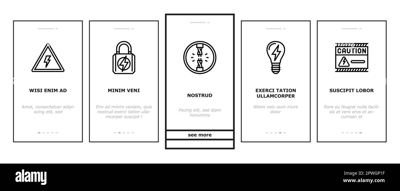 electric danger shock power onboarding mobile vector. voltage hazard ...