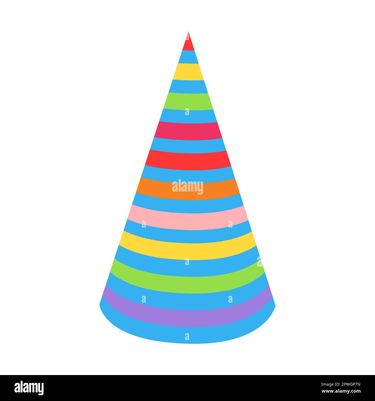 Cute clown cone hat, birthday party element vector illustration. Cake ...