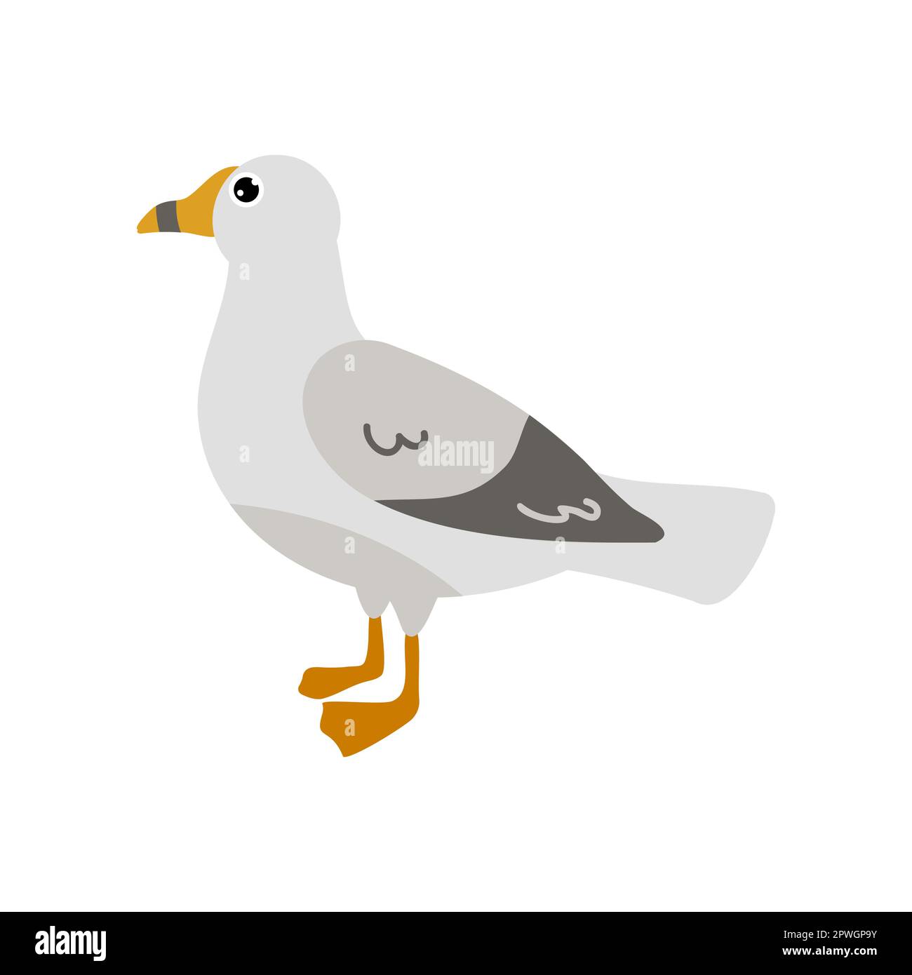 Cute comic gull, Atlantic bird over white background Stock Vector Image ...