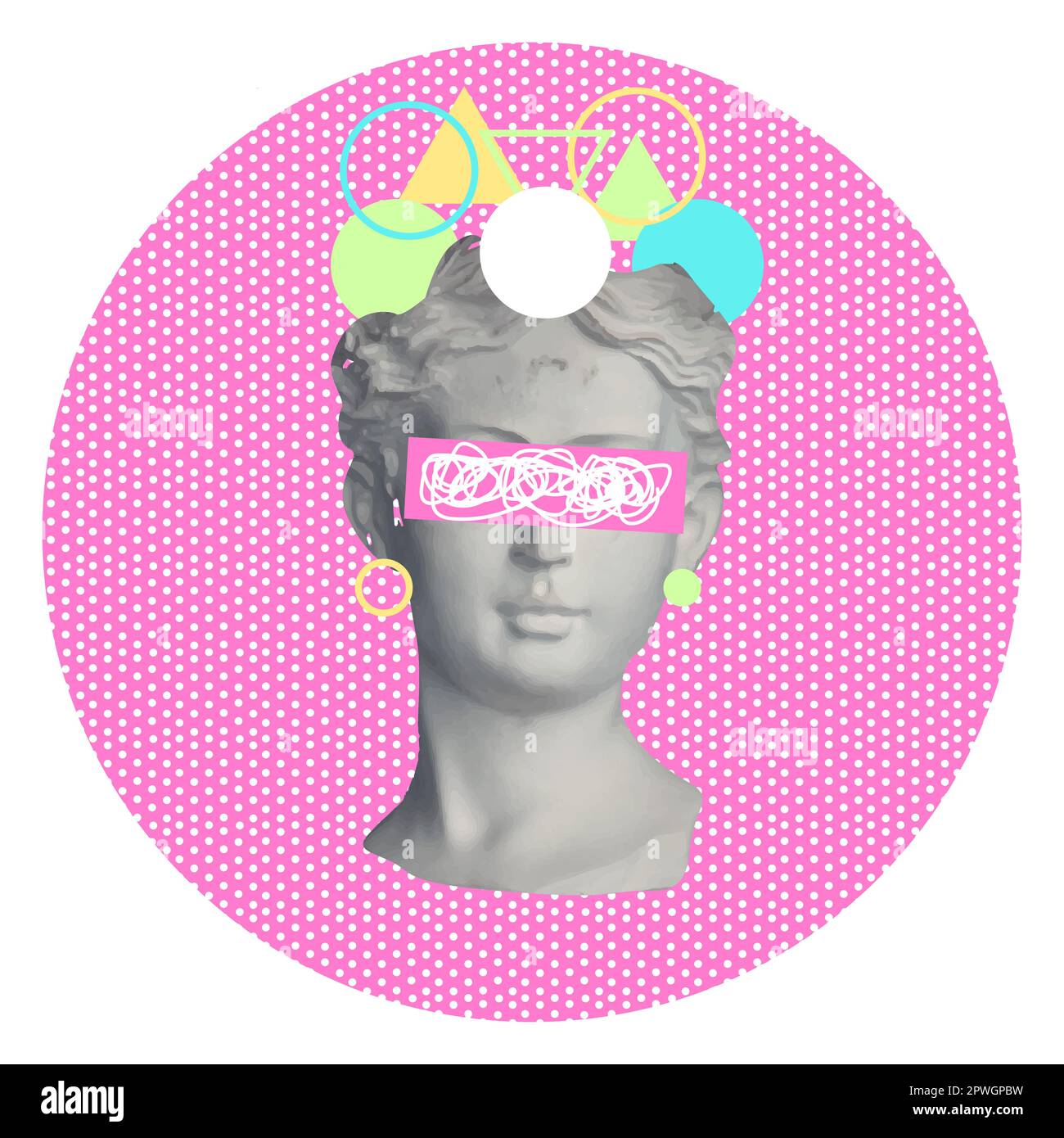 Abstract sculpture woman portrait. A bright modern face with a ...