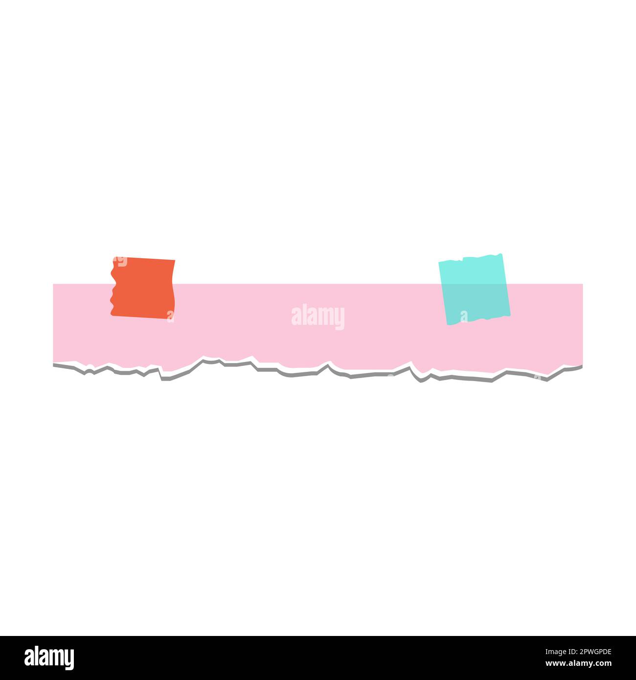 Paper tape on colorful tape cartoon illustration. Paper sheet reminder ...