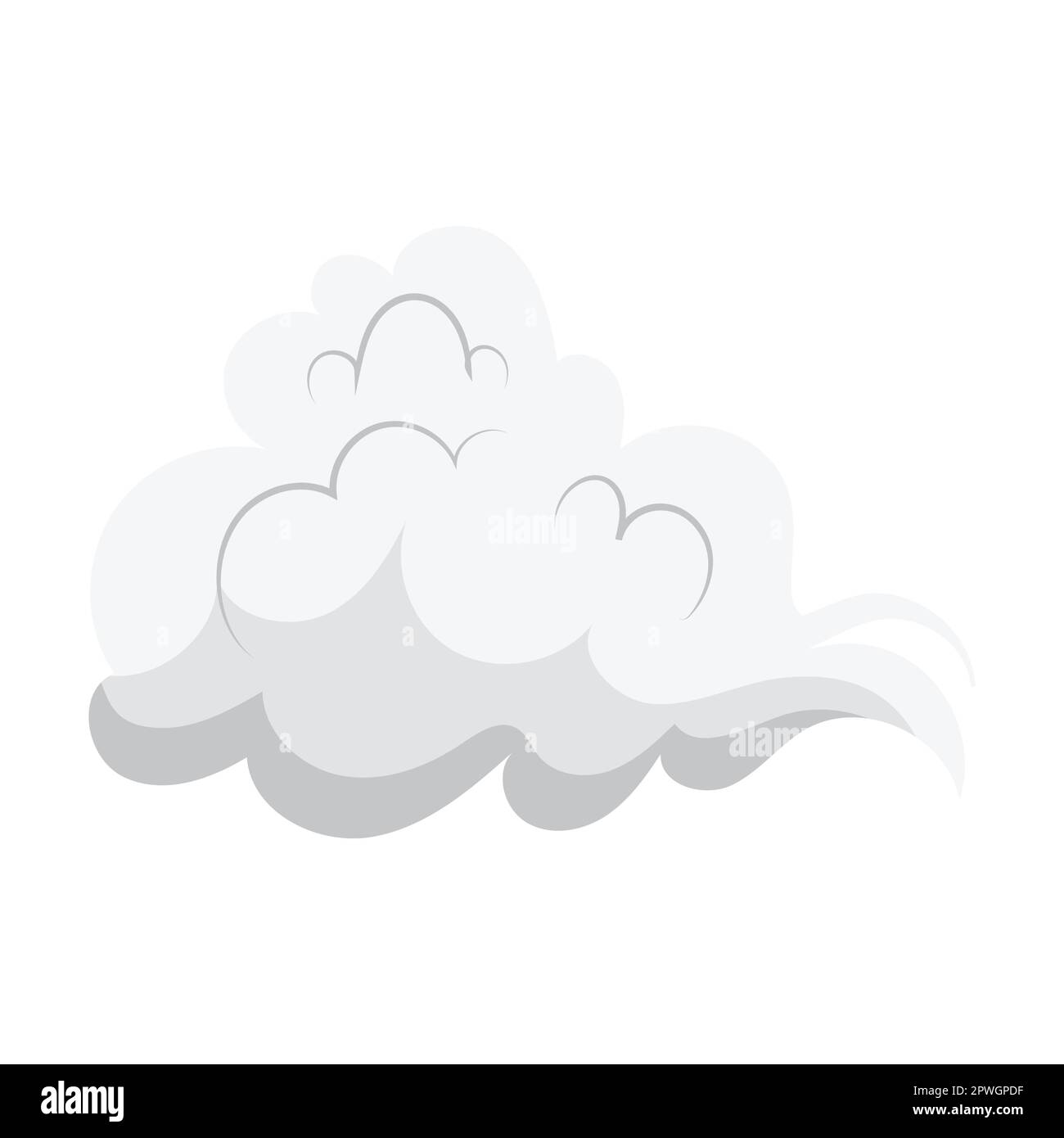 Fluffy summer cloud shape flat vector illustration. Cloudy sky element ...