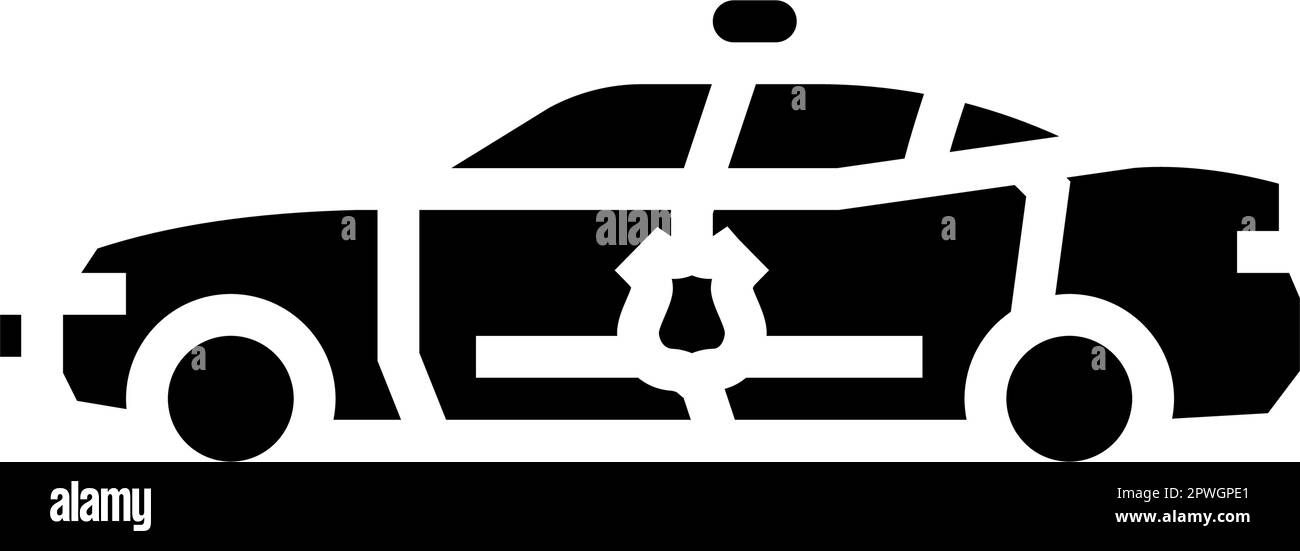 police car crime glyph icon vector illustration Stock Vector Image ...