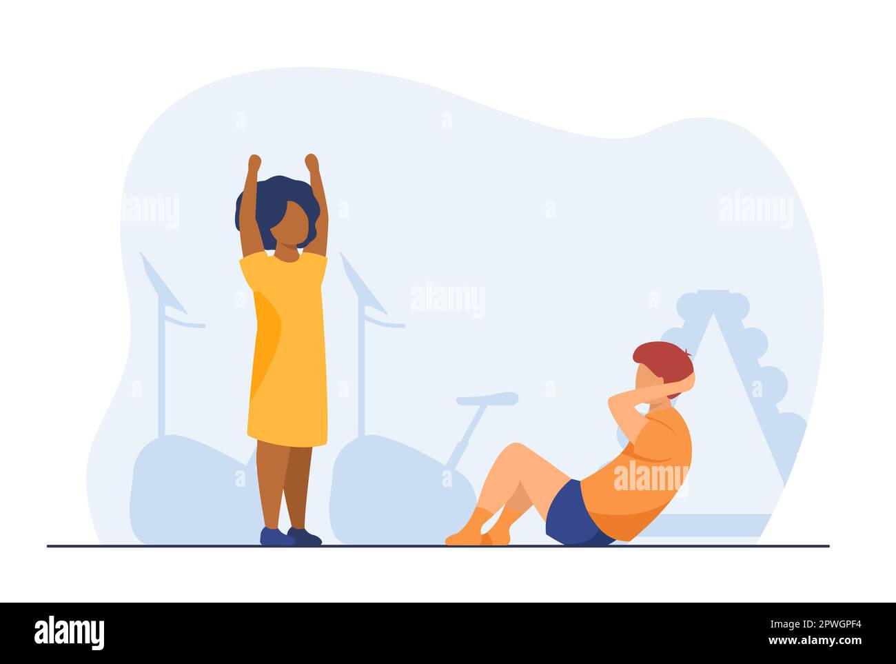 Multiethnic children exercising in gym Stock Vector Image & Art - Alamy