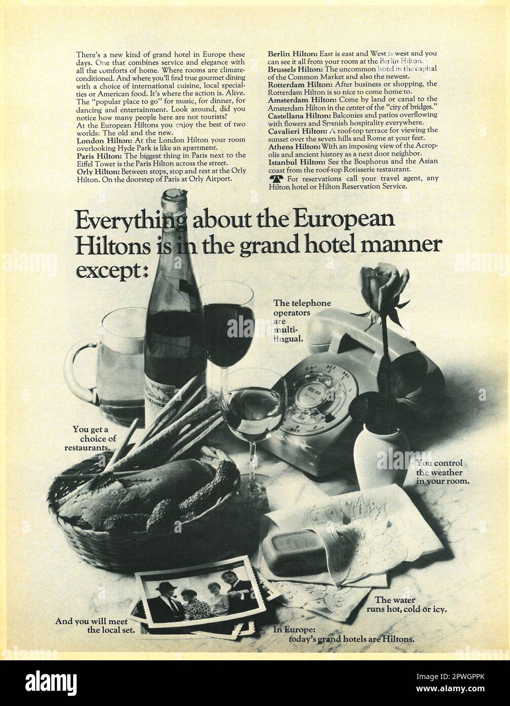 European Hiltons, Hilton hotel advert in a LIFE magazine April 1967 ...