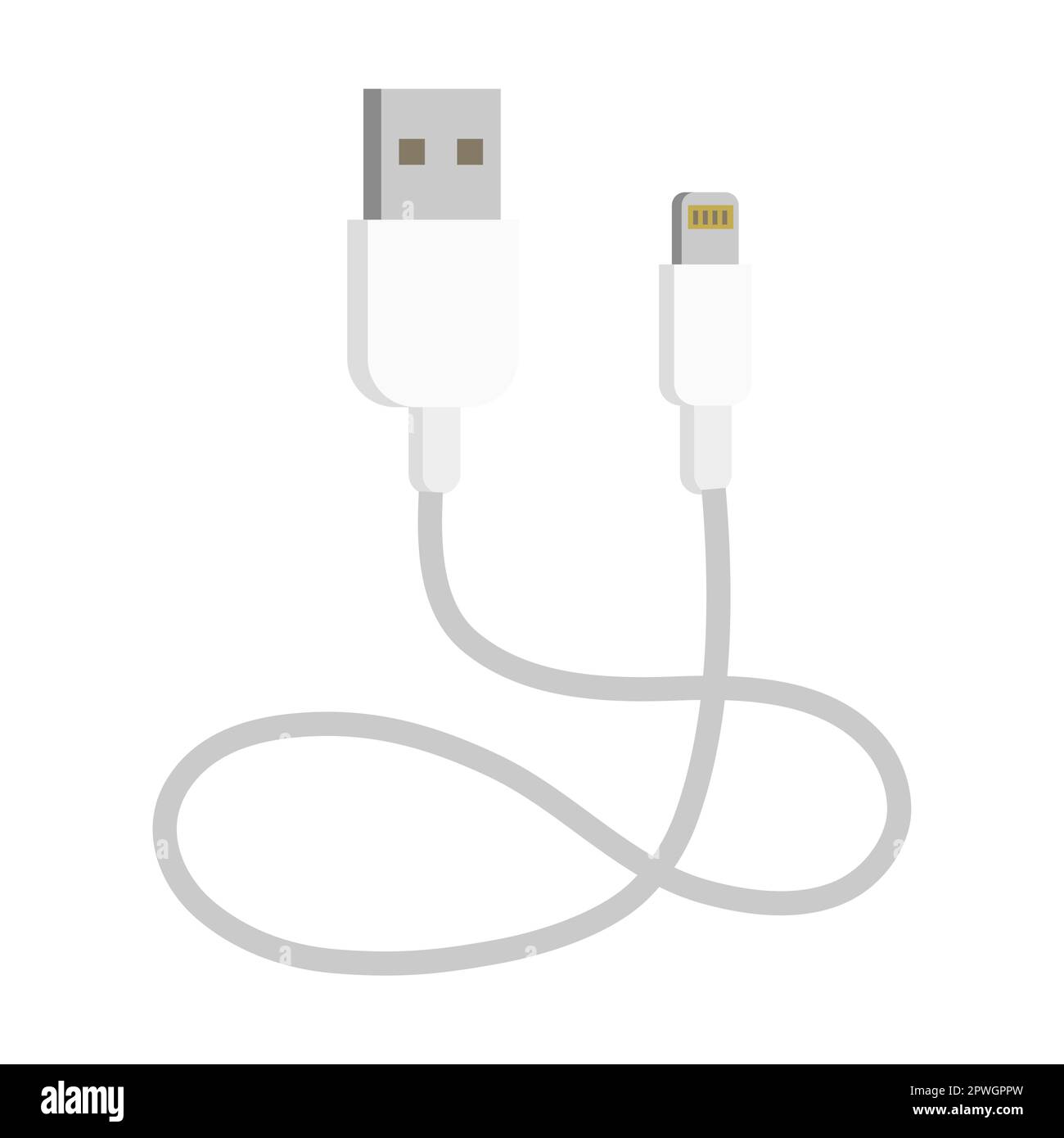 Mobile phone wire cable cartoon illustration. Cellphones case, charger ...