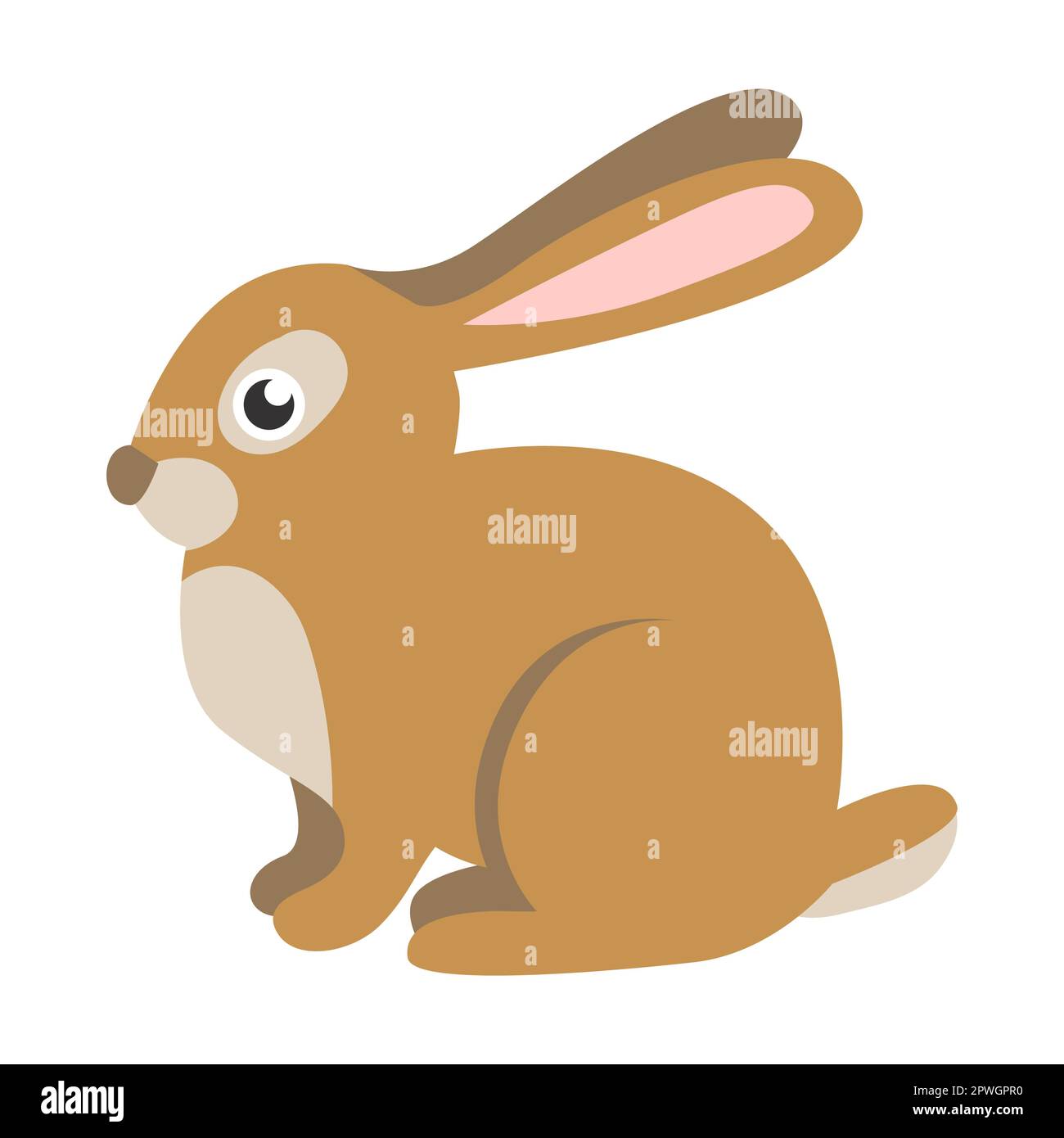 Cute Hare rabbit, farm animal flat vector illustration. Domestic animal ...