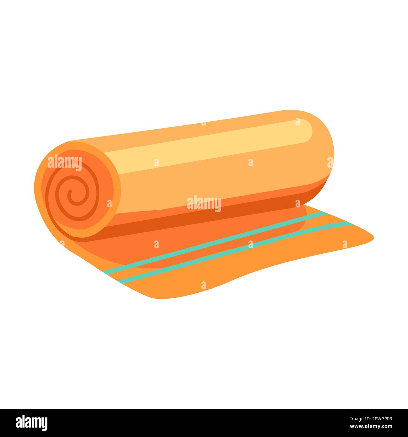 Rolled up floor mat. Bath accessories on white background cartoon ...