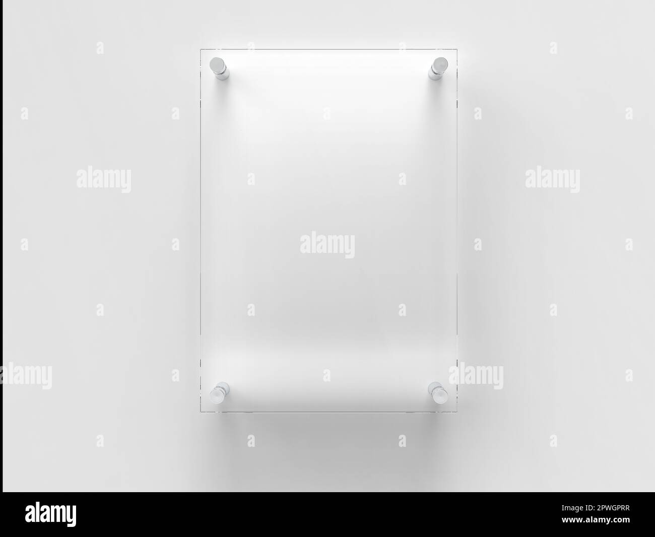 A4 vertical Transparent glass nameplate plate on spacer metal holders ...