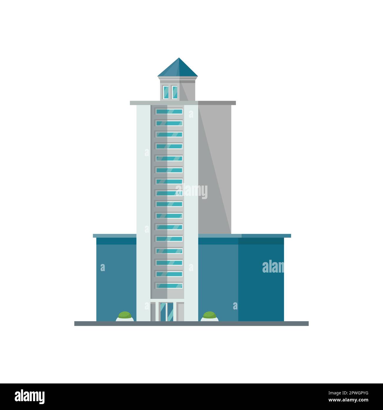 White and blue office city building cartoon vector illustration Stock ...
