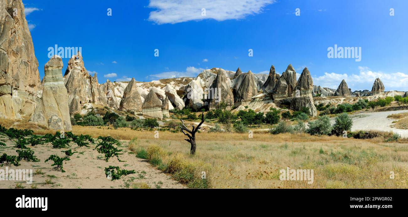 Large-scale panoramic view of Cappadocia, natural geological formations ...