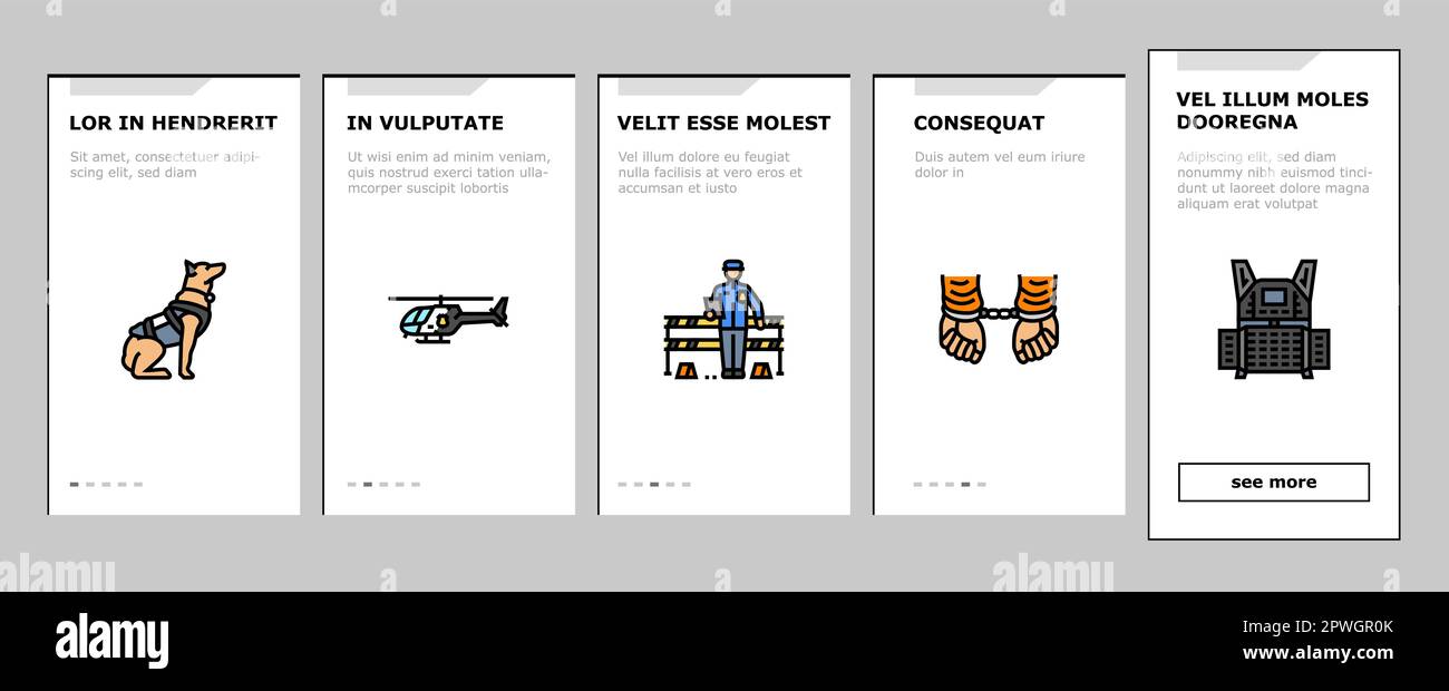 crime scene police evidence onboarding mobile vector. murder criminal ...