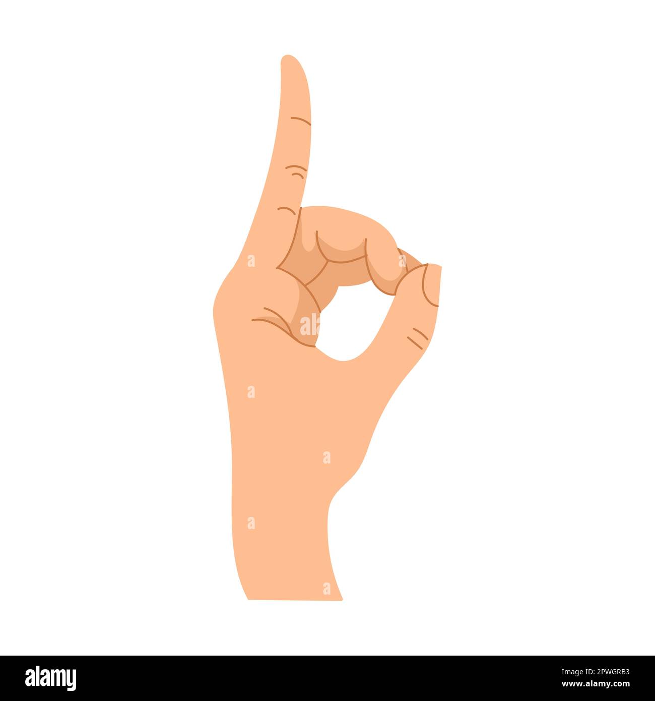 Hand gestures. Vector illustration of human palm showing good sign. Cartoon peace symbol, thumbs ...