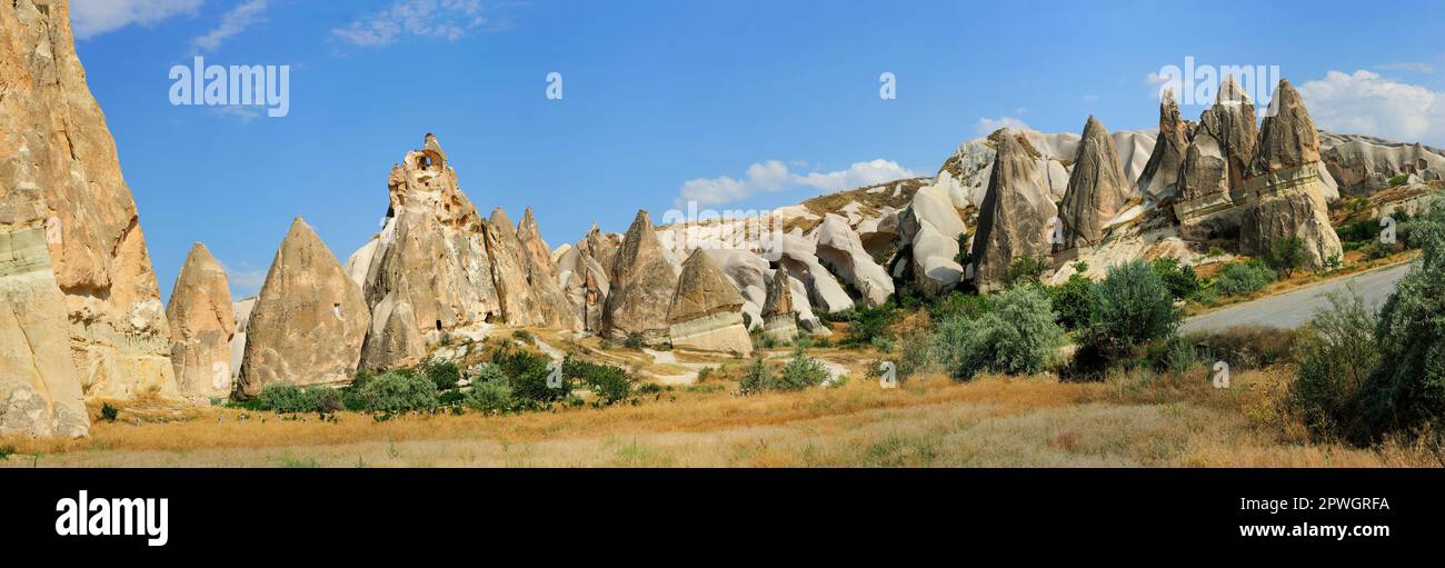 Large-scale panoramic view of Cappadocia, natural geological formations ...