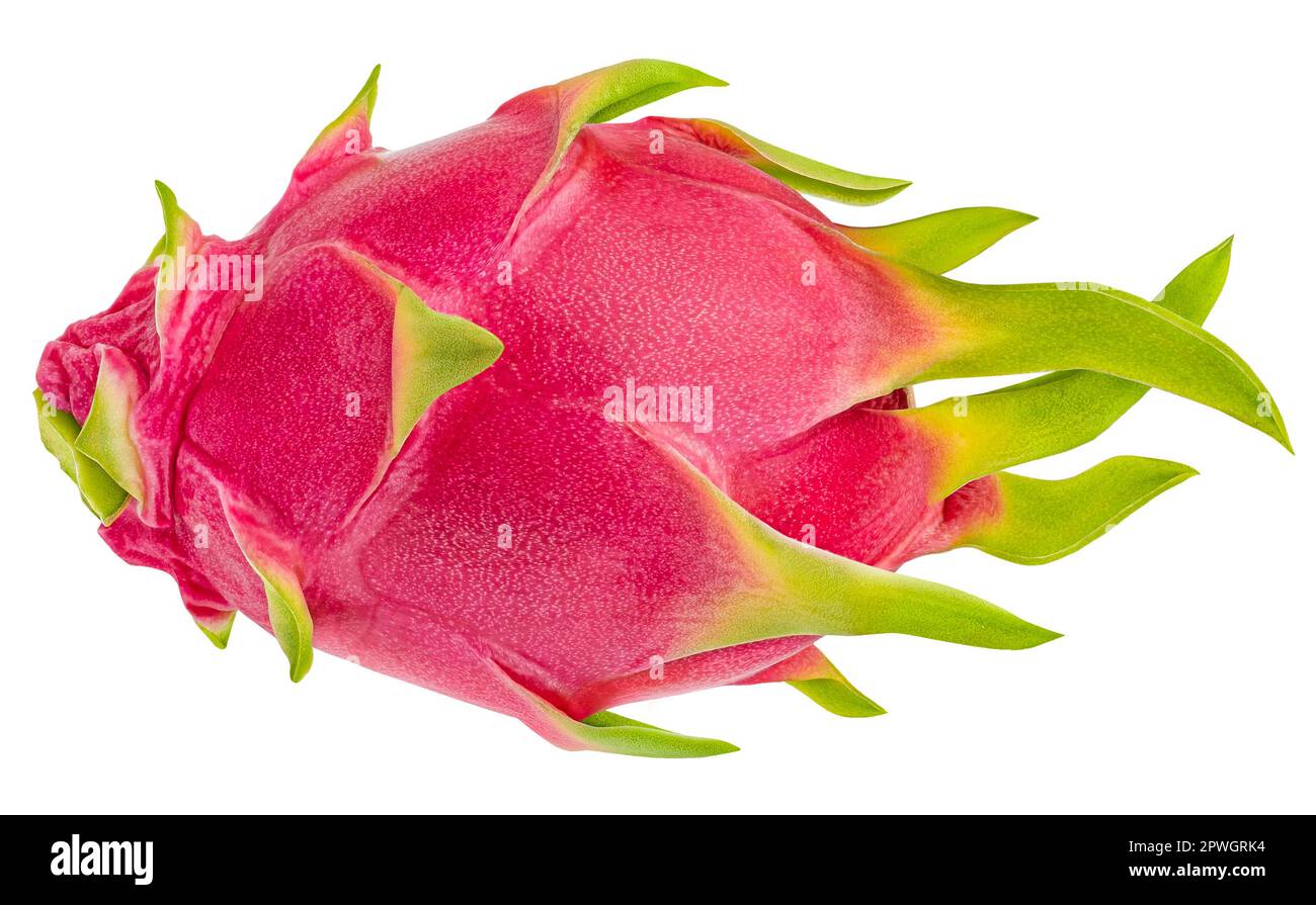 One whole dragon fruit isolated on white background, full depth of ...