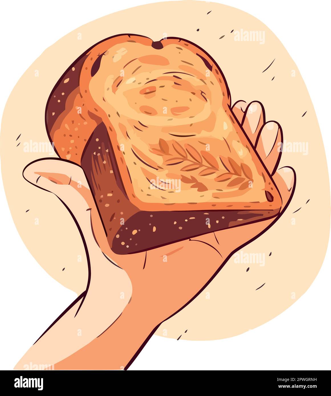 Hand holding freshly baked bread Stock Vector Image & Art - Alamy
